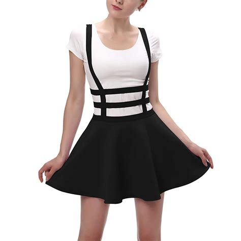 Ddlg Womens Elastic Waist Pleated Short Braces Skirt In Skirts From Womens Clothing On