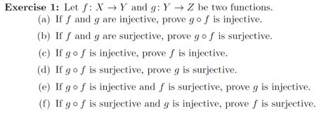 answered exercise 1 let f x →y and g y → z be two functions a if