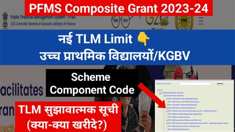 उचच परथमक वदयलय एव KGBV म TLM क नरमण हत PFMS Limit