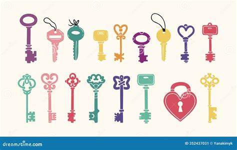 Vector Set Of Keys Icons Modern And Antique Keys Types Of Keys 73512044