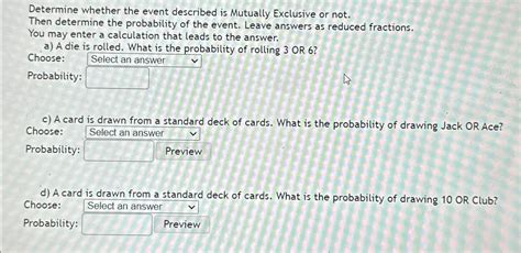 Solved Determine Whether The Event Described Is Mutually Chegg Com