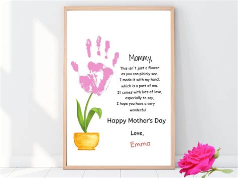 Mothers Day Handprint Craft Printable Mothers Day Poem Flower