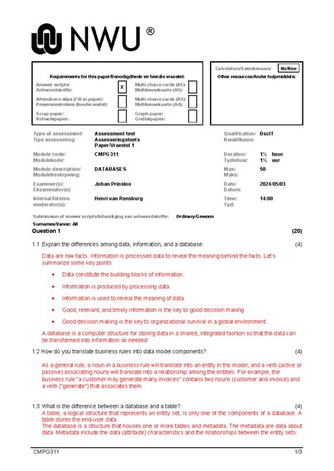 CMPG Semester Test Memo Calculators Sakrekenaars No Nee Requirements For This Studocu
