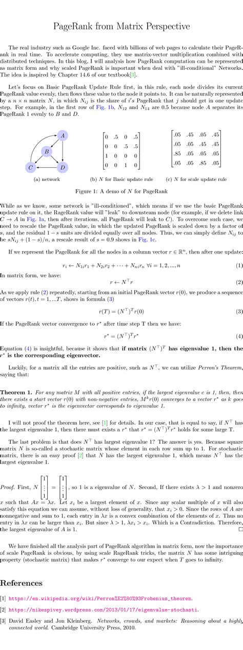 Pagerank From Matrix Perspective Networks Course Blog For Info 2040 Cs 2850 Econ 2040 Soc 2090