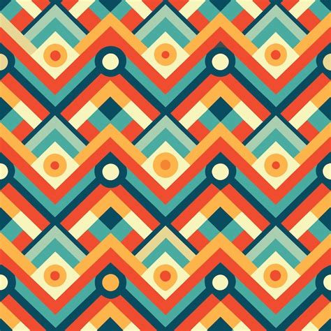 Geometric Seamless Pattern With Chevrons And Circles Repeating Vector Tiles Regular Texture