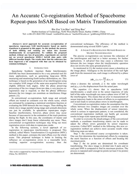 An Accurate Co Registration Method Of Spaceborne Repeat Pass Insar