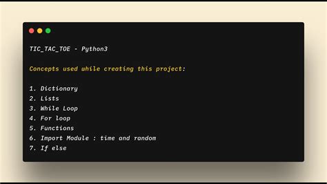 Python Project Tic Tac Toe Implementation Tic Tac Toe Project Python Beginners Project Youtube