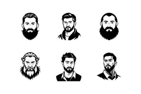 Set Of Beards Vector Design Black And White Style Premium Ai Generated Vector