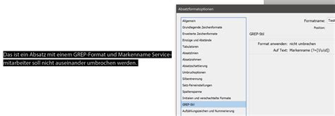 InDesign Trennung nach Markenname Leerzeichen unterdrücken via GREP