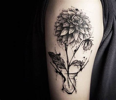 Dahlia Flower Tattoo Black And White At Regena Rudolph Blog