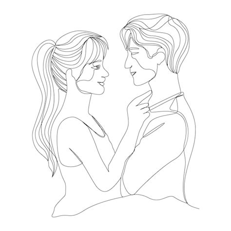 Premium Vector Man Flirting With A Woman In Continuous Line Art