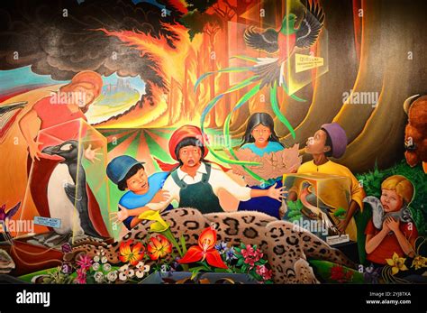 An Art Mural Painting Is On Display In The Atrium Of The Denver