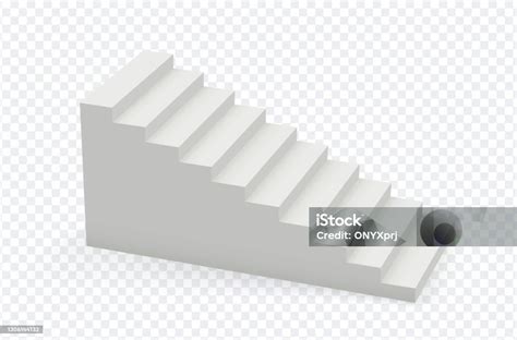현실적인 3d 계단 투명 한 배경에 격리 된 흰색 계단 위로 단계 사다리 추상적 건물 아키텍처 벡터 요소 계단에 대한 스톡 벡터
