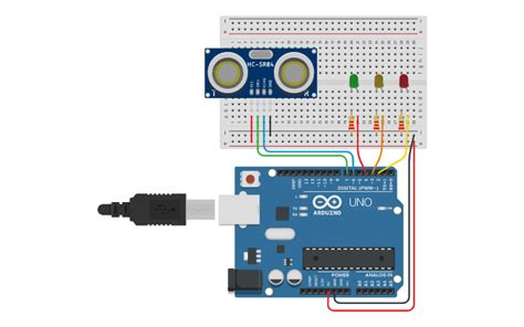 Circuit Design Ultrasonic Distance Sensor Tinkercad