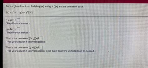 solved for the given functions find fog x and g o f x