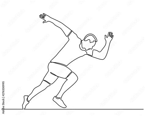 Continuous Line Drawing Of Man Running Art Concept Of A Running Man Dynamic Movement Side