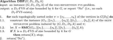 An Algorithm For The Dag Bipartition Fvs Problem Suppose For A