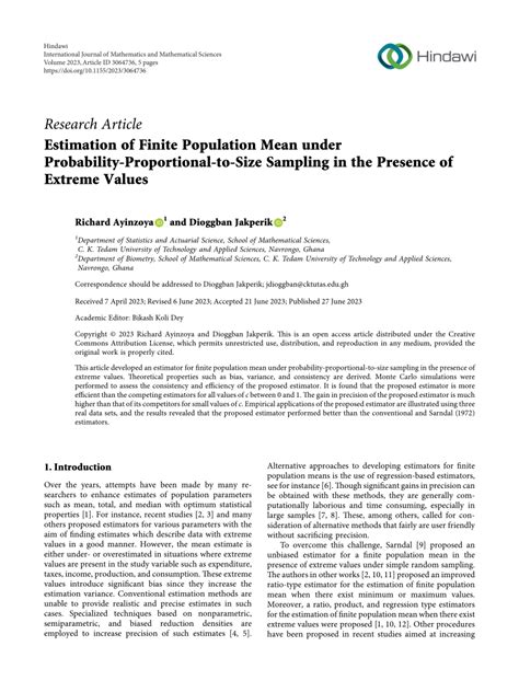 PDF Estimation Of Finite Population Mean Under Probability Proportional To Size Sampling In