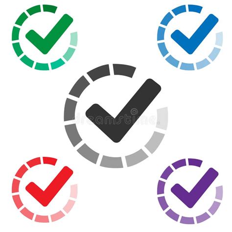 Colored Vector Illustration With Checkmark Icon Set Stock Vector Illustration Of Success