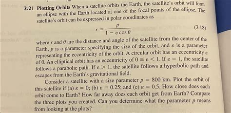 Solved 32i Plotting Orbits When A Satellite Orbits The