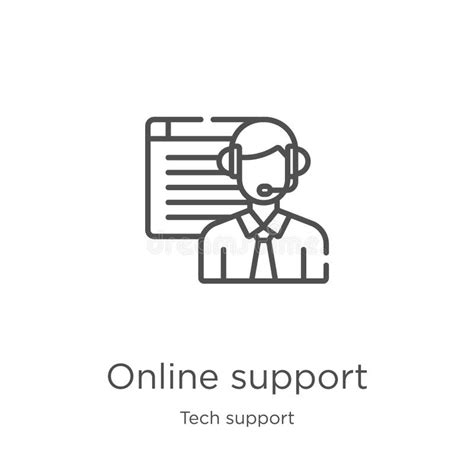 Online Support Icon Vector From Tech Support Collection Thin Line Online Support Outline Icon