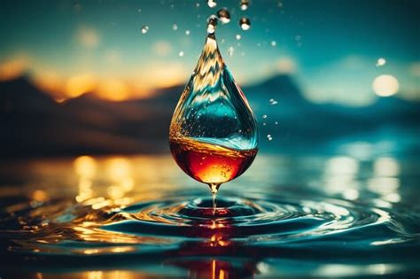 Premium Ai Image Drop Creating Ripple Effect In Liquid