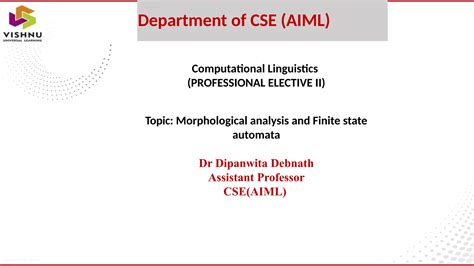 Morphological Analysis And Finite State Automata Pptx