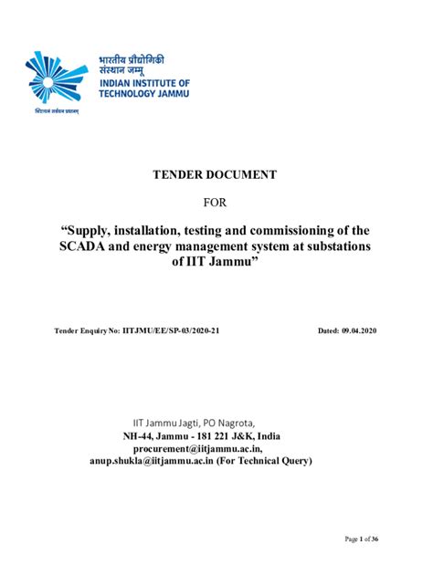 Fillable Online Supply Installation Testing And Commissioning Of The Scada Fax Email Print