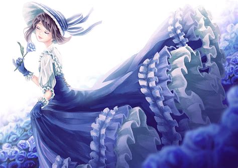 Emma Woods Identity V Blue Dress Closed Eyes Anime Style Anime Hd