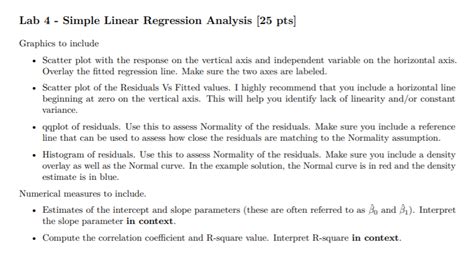 Lab 4 Simple Linear Regression Analysis 25 Pts]