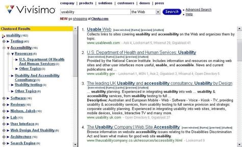 Screenshot Of Vivisimos Clustering Search Engine 2412 Personalized