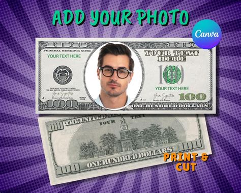 Personalized Dollar Bill Template Picture On Dollar Custom Dollar
