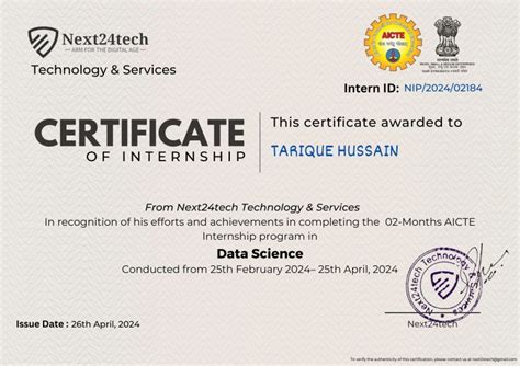 Internship Aicte Datascience Tarique Hussain