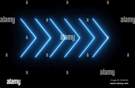 Blue Neon Single Line Directional Right Blinking Arrow Animation Signal Ic Stock Video Footage