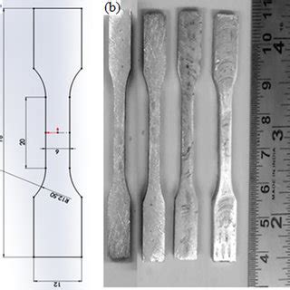 A Tensile Specimen Design B Tensile Specimen After Wire Cutting Download Scientific Diagram