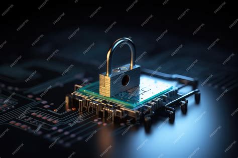 Premium Ai Image Cybersecurity Concept Depicting A Padlock On Top Of A Microchip