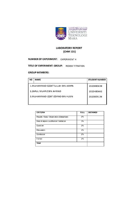 Experiment 4 Lab Report Biology 1 Ezzattullah Bin Jampa 2 Mukriz