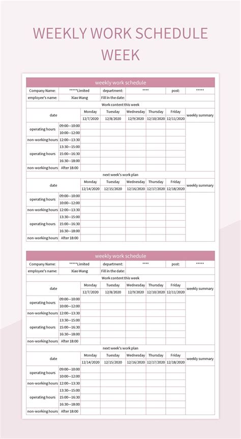 Printable Weekly Schedule Template Excel Word Riset