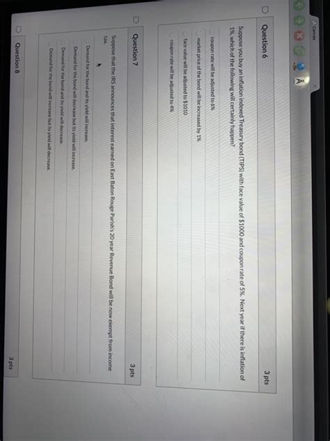 Solved 3 Pts Question 6 Suppose You Buy An Inflation Indexed Chegg