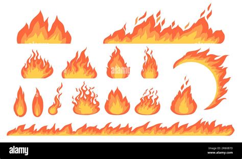 Cartoon Fire Flames Flat Vector Collection Stock Vector Image And Art Alamy
