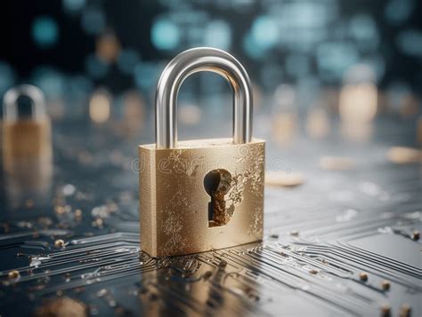 Digital Padlock Symbolizing Cybersecurity And Data Protection In A Modern Tech Environment Stock