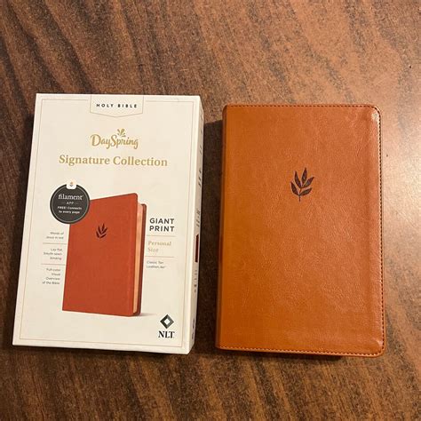 Personalized Nlt Personal Size Giant Print Bible Tan Brown Leatherlike Custom Imprinted With