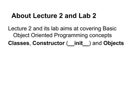Python Object Oriented Programming Lab2 2 Ppt