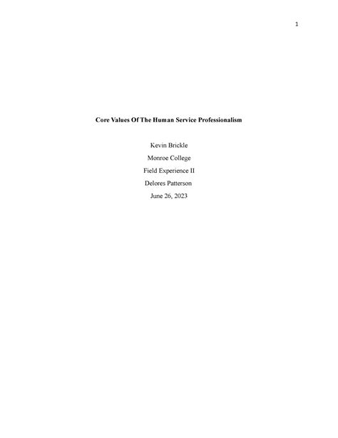 Core Values Of The Human Service Professionalism Core Values Of The Human Service
