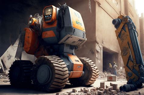 Premium Photo Robust Android Robot Helps At Construction And Solves Practical Problems
