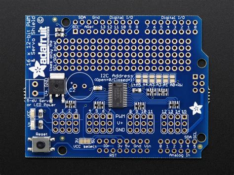 16 канальний 12 Bit Pwm Servo шилд з I2c інтерфейсом від Adafruit купити в Києві та Україні