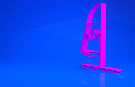 파란색 배경에 격리 된 핑크 윈드 서핑 아이콘입니다 미니멀리즘 개념 3d 일러스트레이션 3d 렌더링 3차원 형태에 대한 스톡 사진 및 기타 이미지 Istock