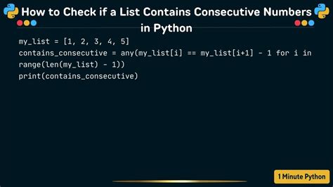 How To Check If A List Contains Consecutive Numbers In Python Youtube