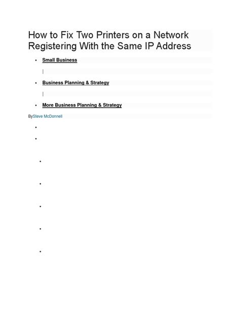 How To Fix Two Printers On A Network Registering With The Same Ip