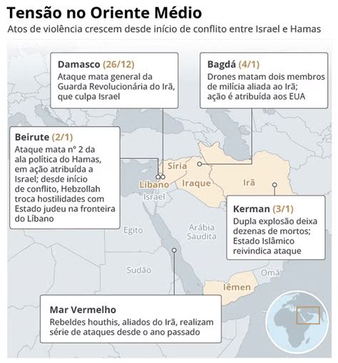 Mapa Detalha Aumento De Tensão No Oriente Médio Por Conflito Entre